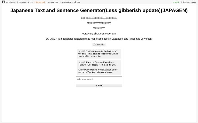 Japanese Text and Sentence Generator(Less gibberish update)(JAPAGEN)