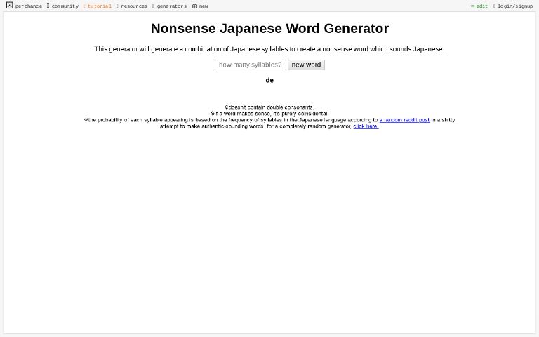 Nonsense Japanese Word Generator