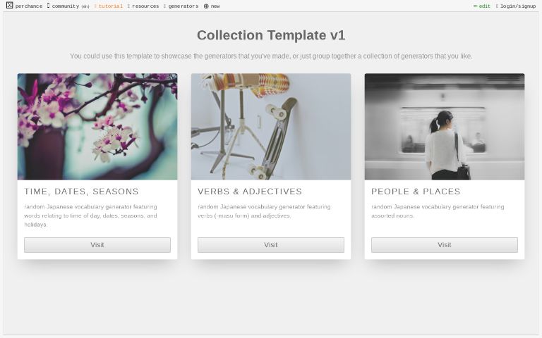 Collection Template v1 ― Perchance Generator