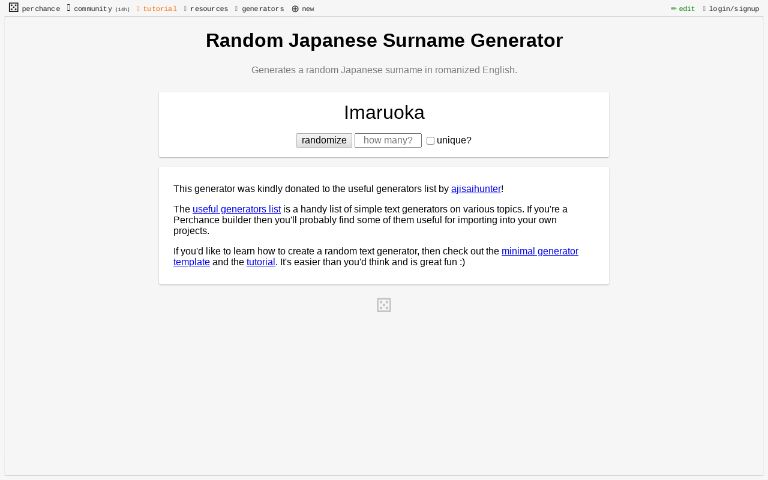 Random Japanese Surname Generator