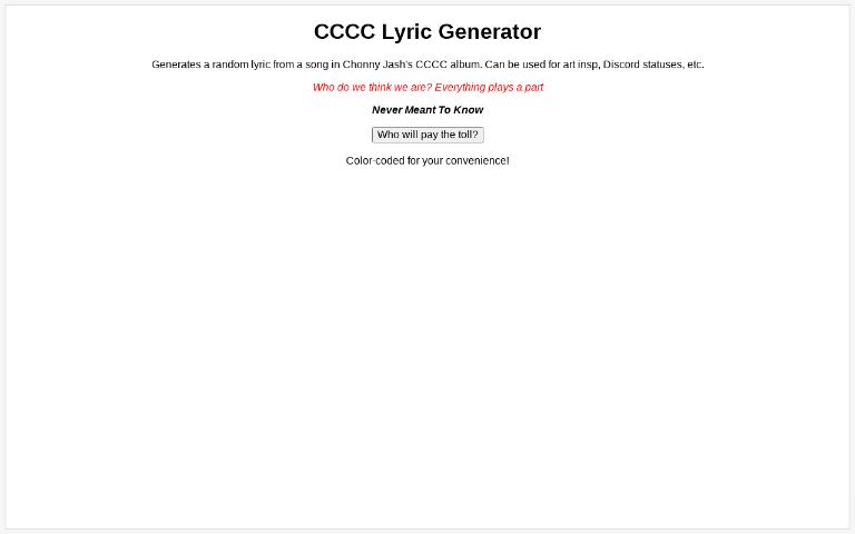 CCCC Lyric Generator
