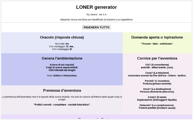 LONER generator ― Perchance