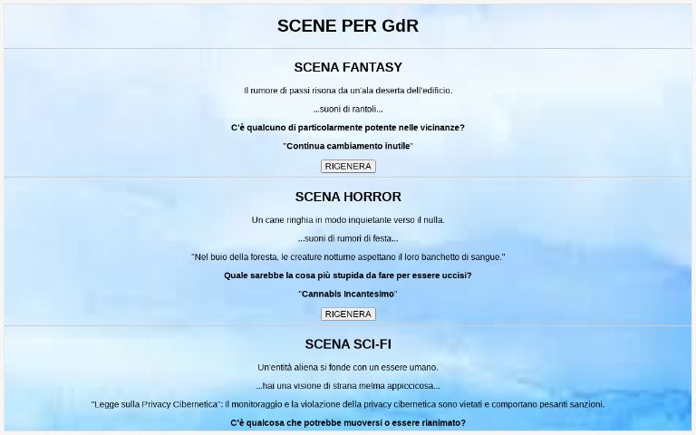 SCENE PER GdR ― Perchance Generator