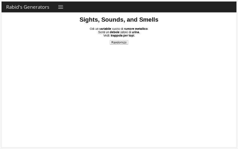 Sights, Sounds, and Smells ― Perchance Generator