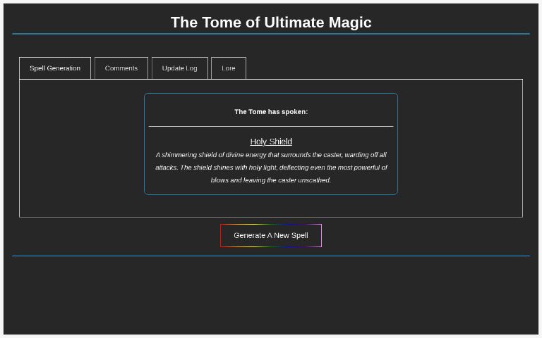 The Tome of Ultimate Magic ― Perchance Generator