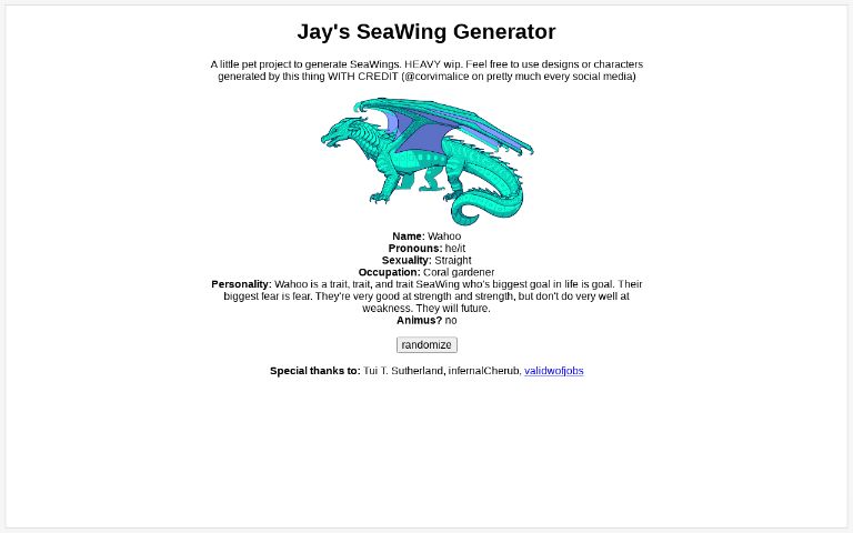 Jay's SeaWing Generator