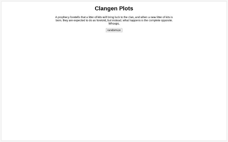 Clangen Plots ― Perchance Generator