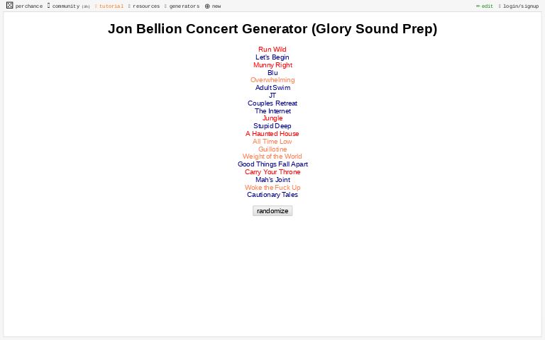 Jon Bellion Concert Generator (Glory Sound Prep)