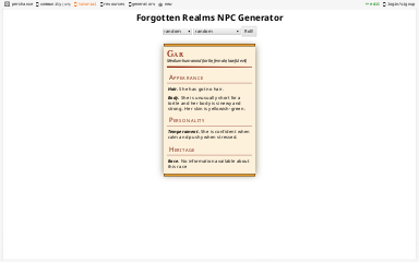 Forgotten Realms NPC Generator