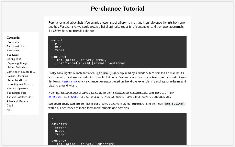 Perchance Tutorial ― Perchance Generator