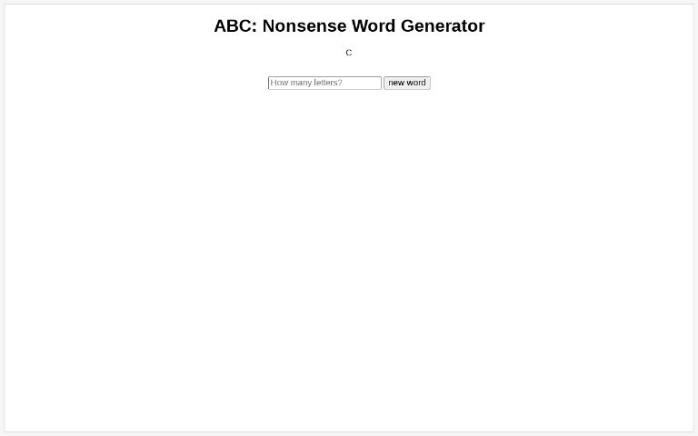 ABC: Nonsense Word Generator