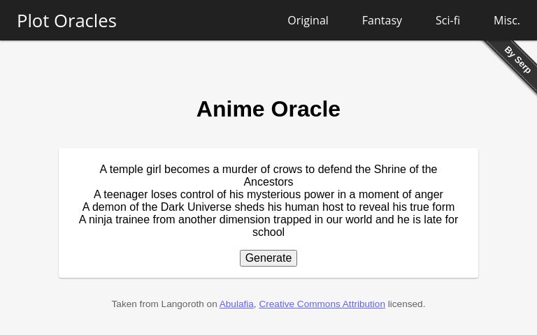Anime Oracle ― Perchance Generator