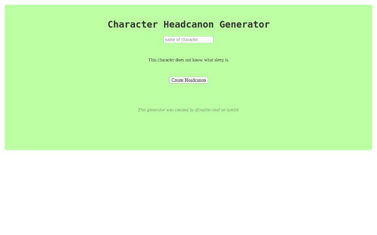 Character Headcanon Generator