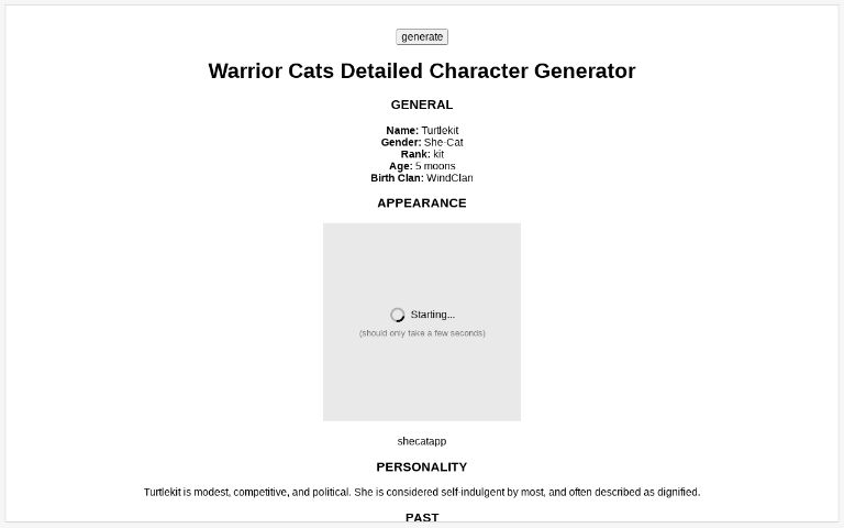 Warrior Cats Detailed Character Generator