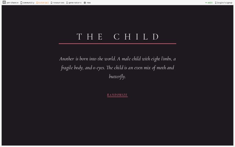 Bug Child ― Perchance Generator