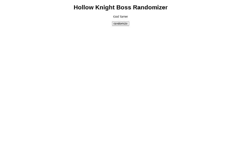 Hollow Knight Boss Randomizer ― Perchance Generator
