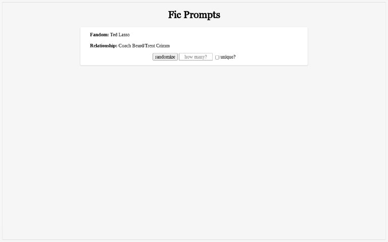 Fic Prompts ― Perchance Generator