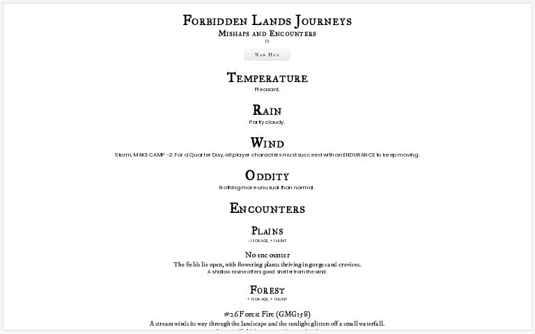 Forbidden Lands Journeys ― Perchance Generator