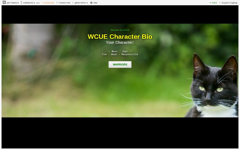 WCUE Bio ― Perchance Generator