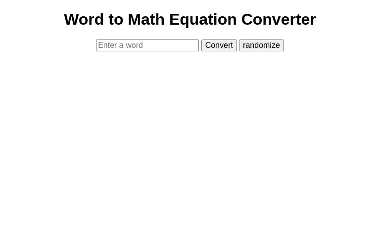 Word to Math Equation Converter ― Perchance Generator