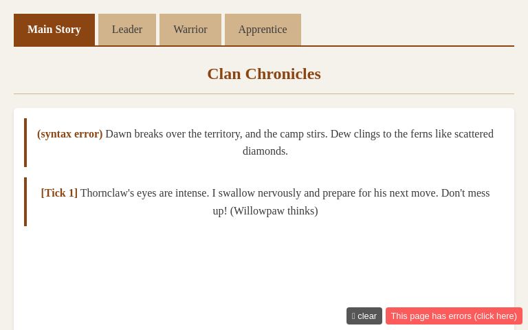 Clan Chronicles ― Perchance Generator