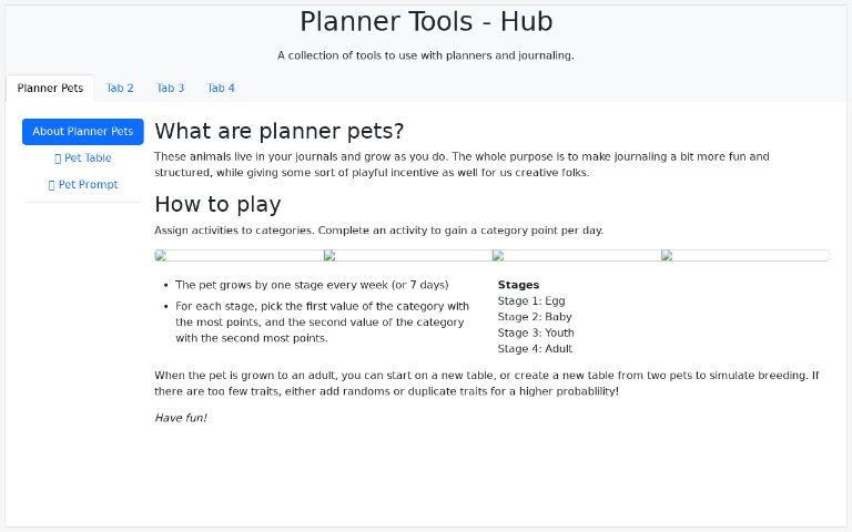 Planner Tools - Hub ― Perchance Generator