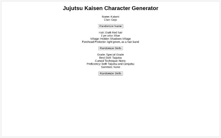 Jujutsu Kaisen Character Generator