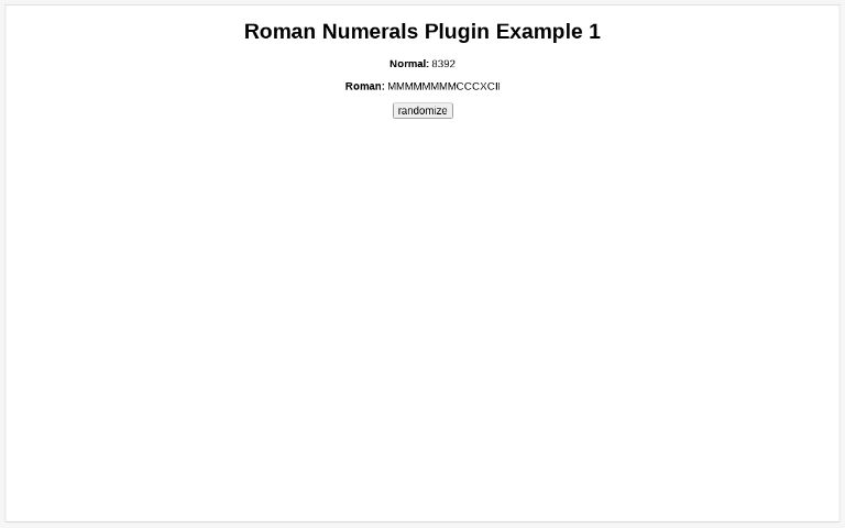 Roman Numerals Plugin Example 1