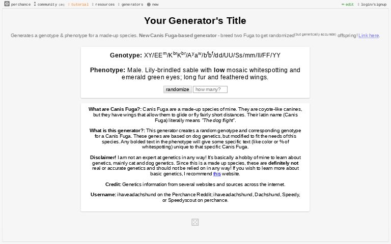 Canis Fuga Genetics ― Perchance Generator