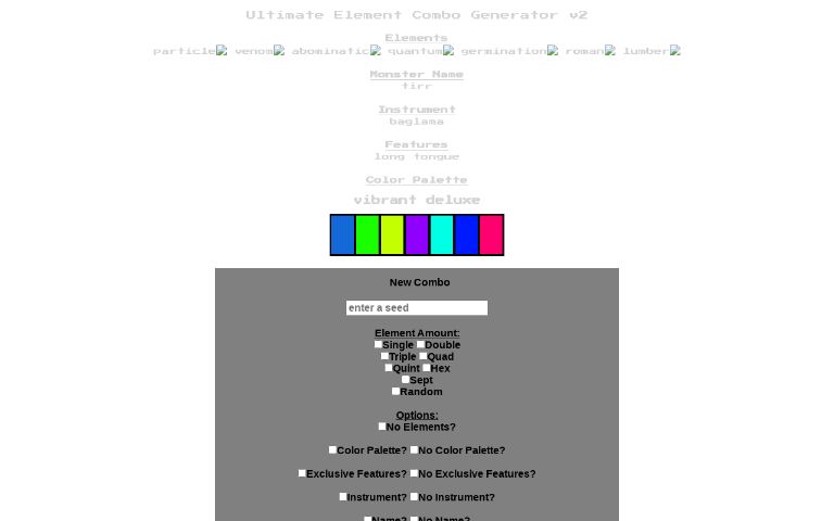 Element Combo Generator V2