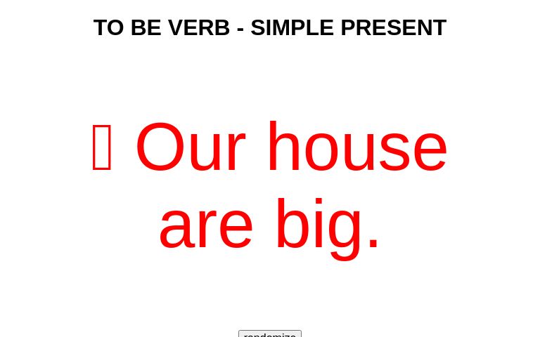TO BE VERB - SIMPLE PRESENT ― Perchance Generator