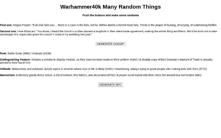 Warhammer40k Many Random Things ― Perchance Generator