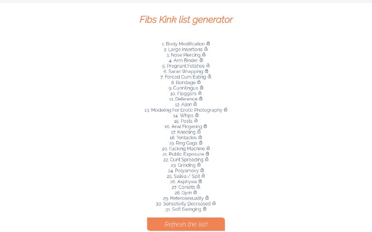 Fibs Kink list generator