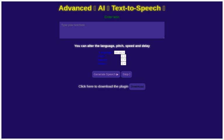 Advanced 🤖 AI 💬 Text-to-Speech 🗣️ ― Perchance Generator
