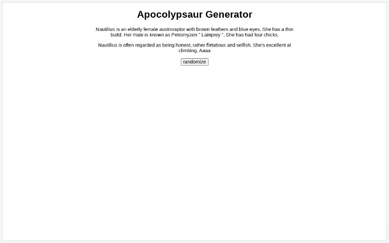 Apocolypsaur Generator