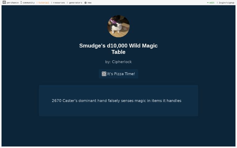 Smudge's d10,000 Wild Magic Table ― Perchance Generator