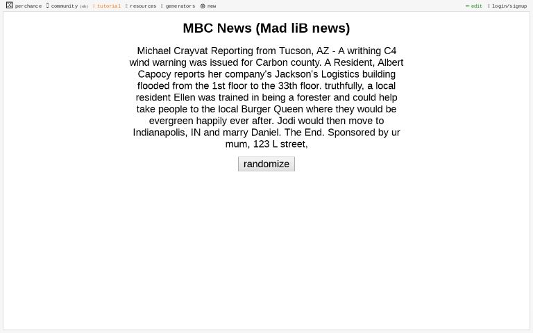MBC News (Mad liB news) ― Perchance Generator