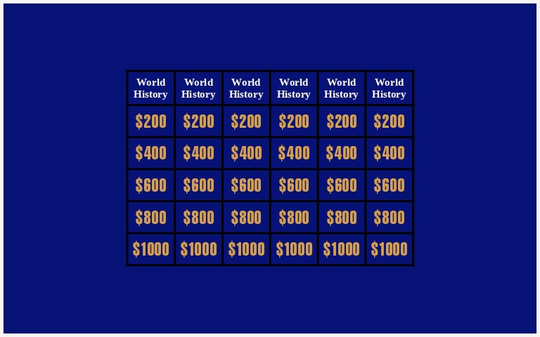 Jeopardy Game ― Perchance Generator