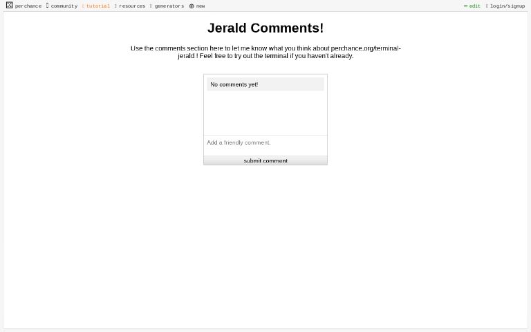 Jerald Comments! ― Perchance Generator