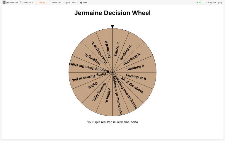 Jermaine Decision Wheel ― Perchance Generator