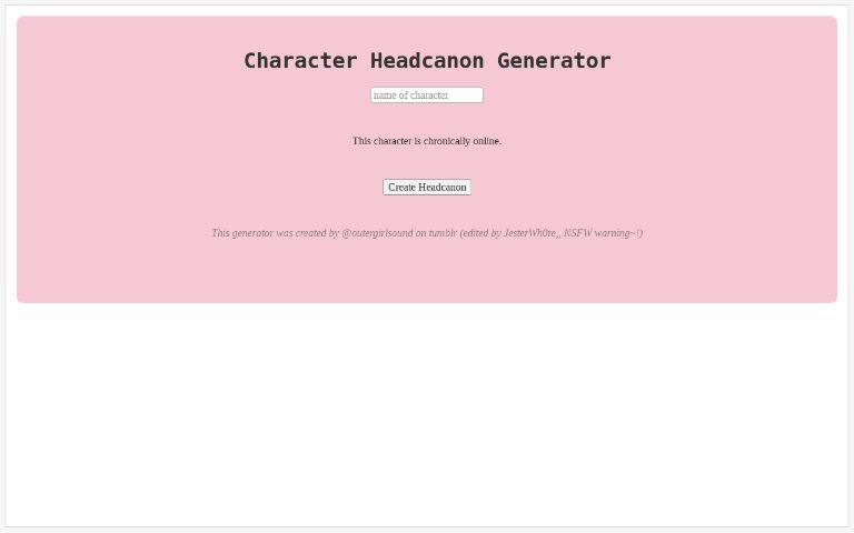 Character Headcanon Generator