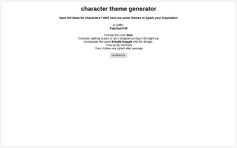 character theme generator