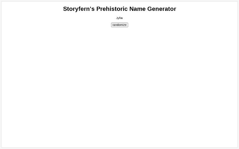 Storyfern's Prehistoric Name Generator