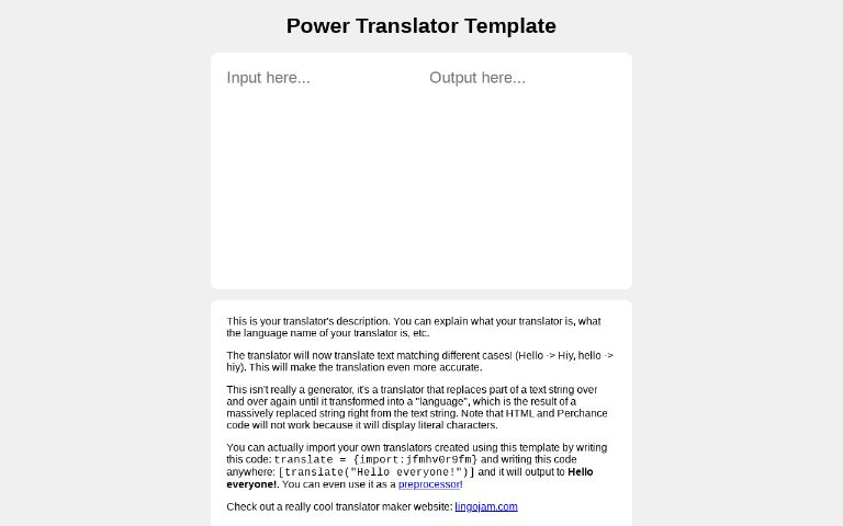 Power Translator Template ― Perchance Generator
