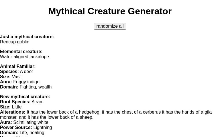 Mythical Creature Generator