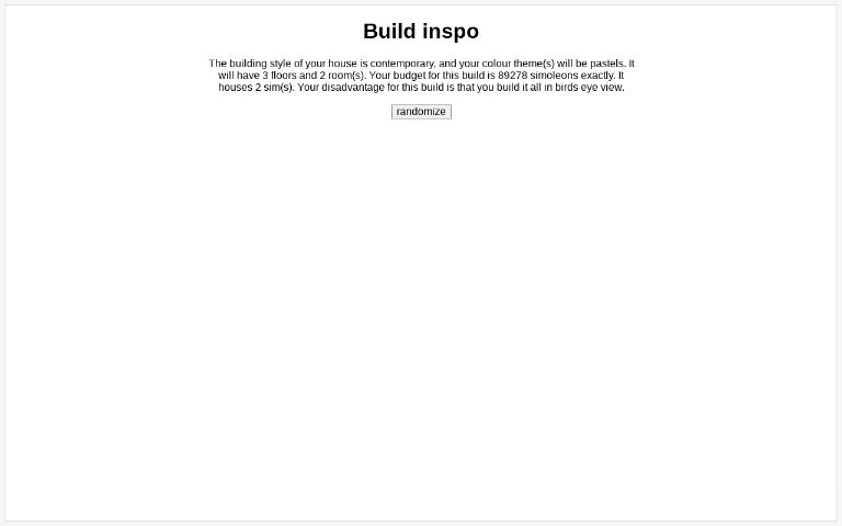 Build inspo ― Perchance Generator