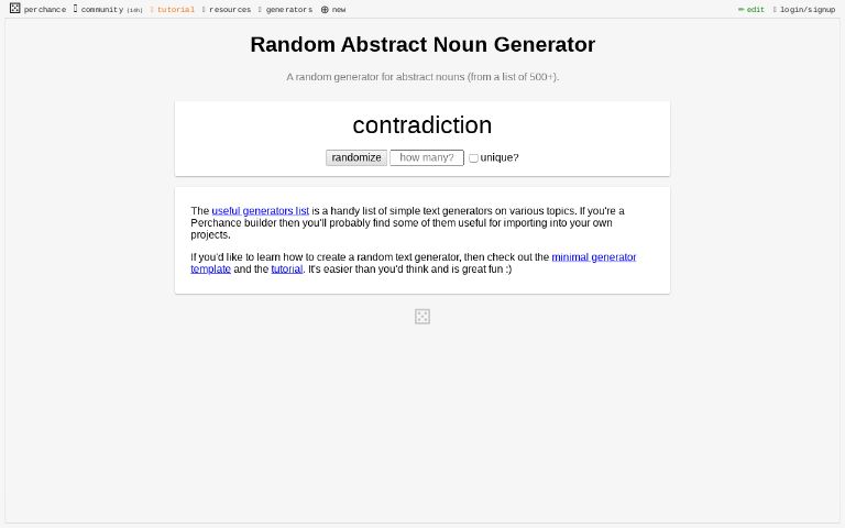 Random Abstract Noun Generator