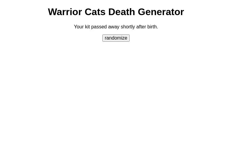 Warrior Cats Death Generator