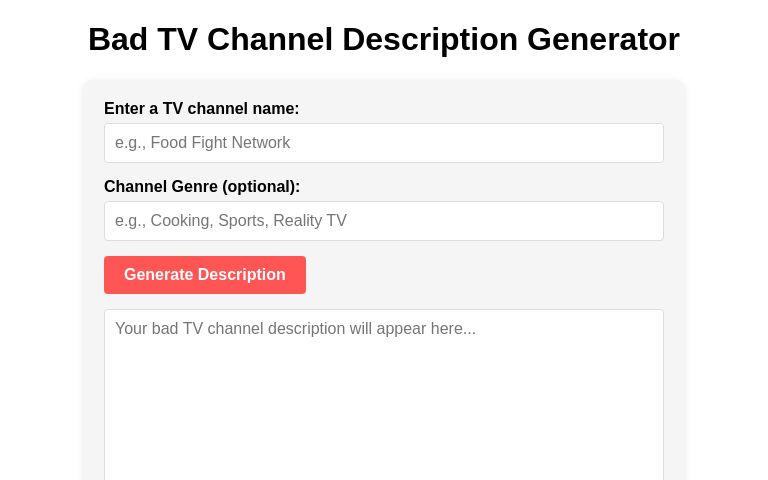 Bad TV Channel Description Generator