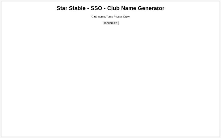 Star Stable - SSO - Club Name Generator